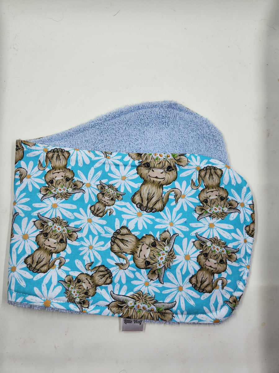 Daisy Highland Cow Burp Cloth – Crafty Wolf Australia