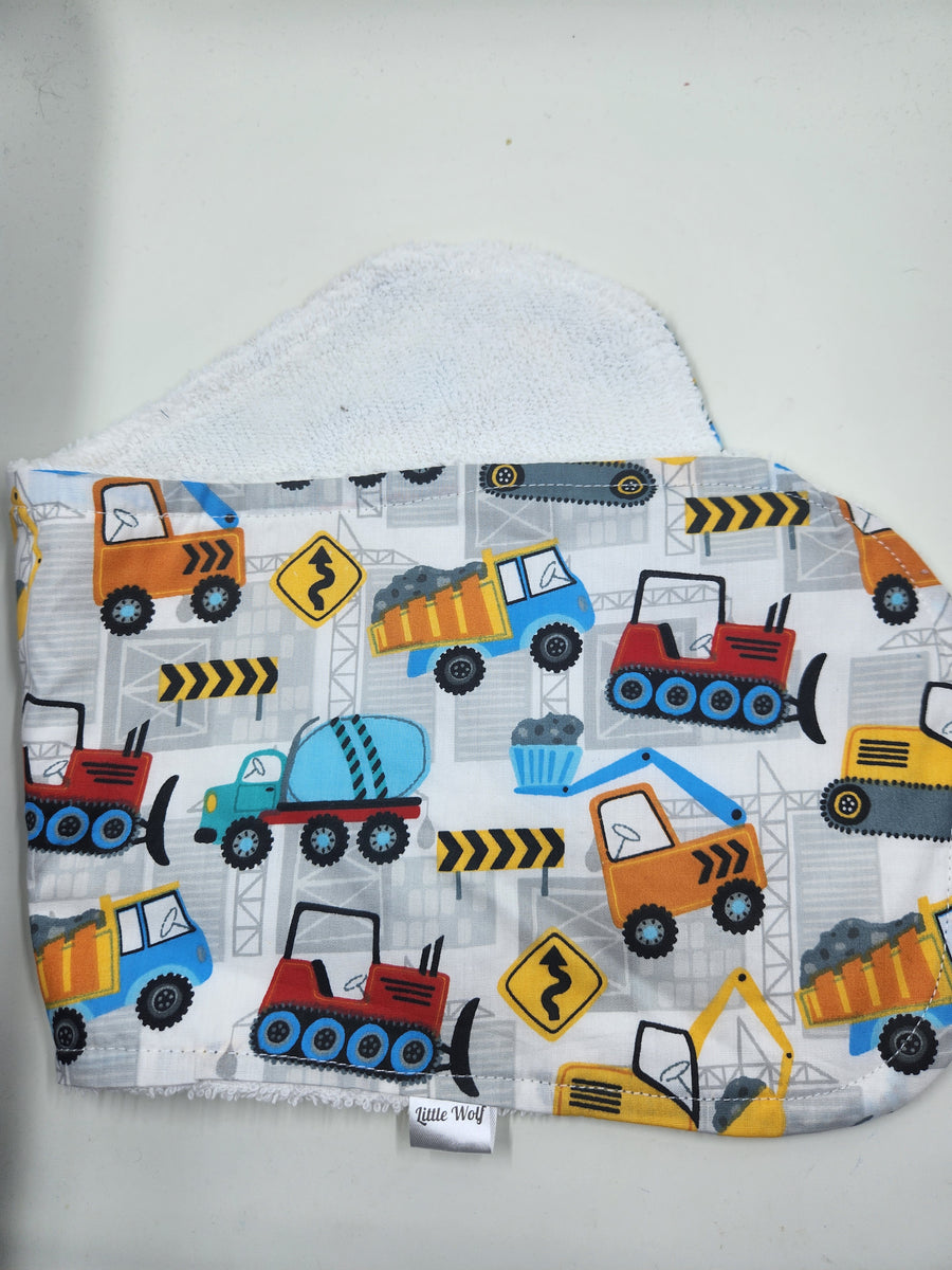White Construction Burp Cloth – Crafty Wolf Australia